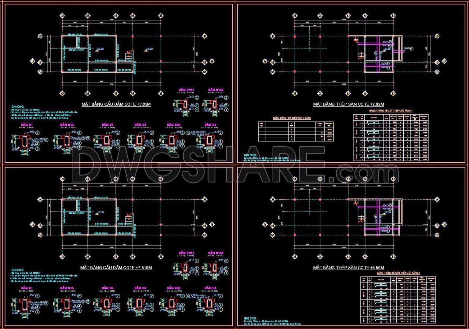 300. Structural Drawings Of 3-Story House A Complete Project 5.7m x 15.7m For Download