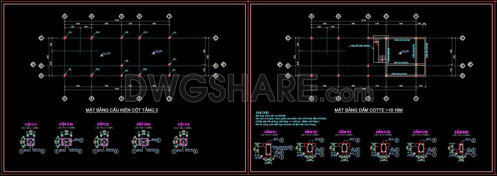 300. Structural Drawings Of 3-Story House A Complete Project 5.7m x 15.7m For Download