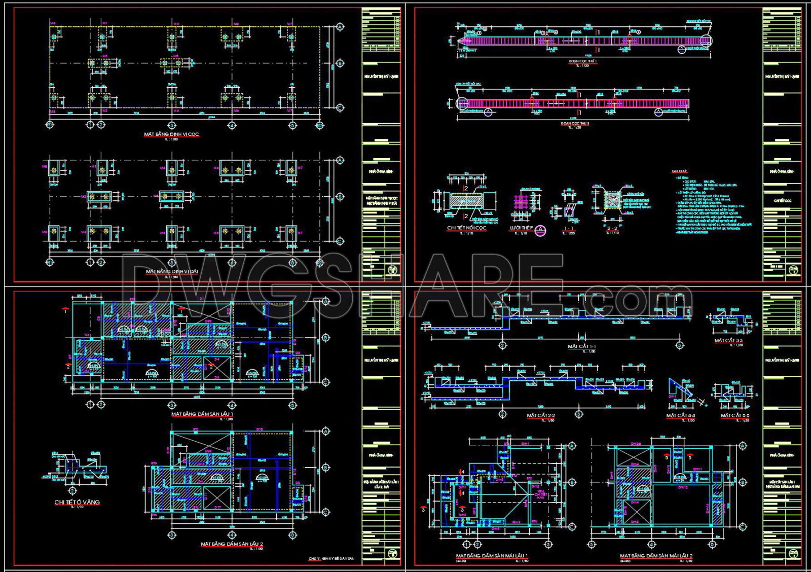 302. Structural Drawings Of 2-Story House A Complete Project 6m x 20m ...