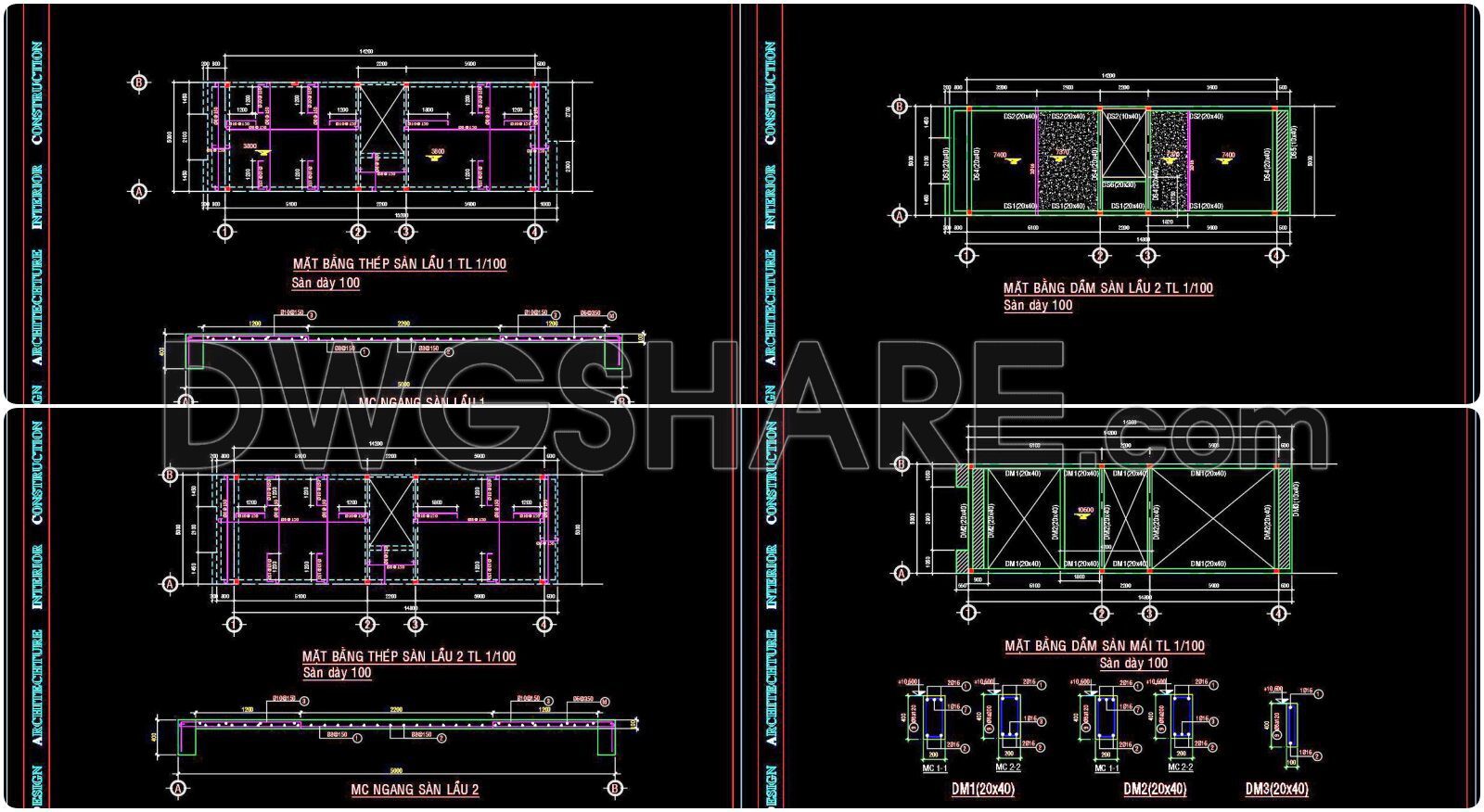 303. Structural Drawings Of -story House A Complete Project 5m X 20m ...