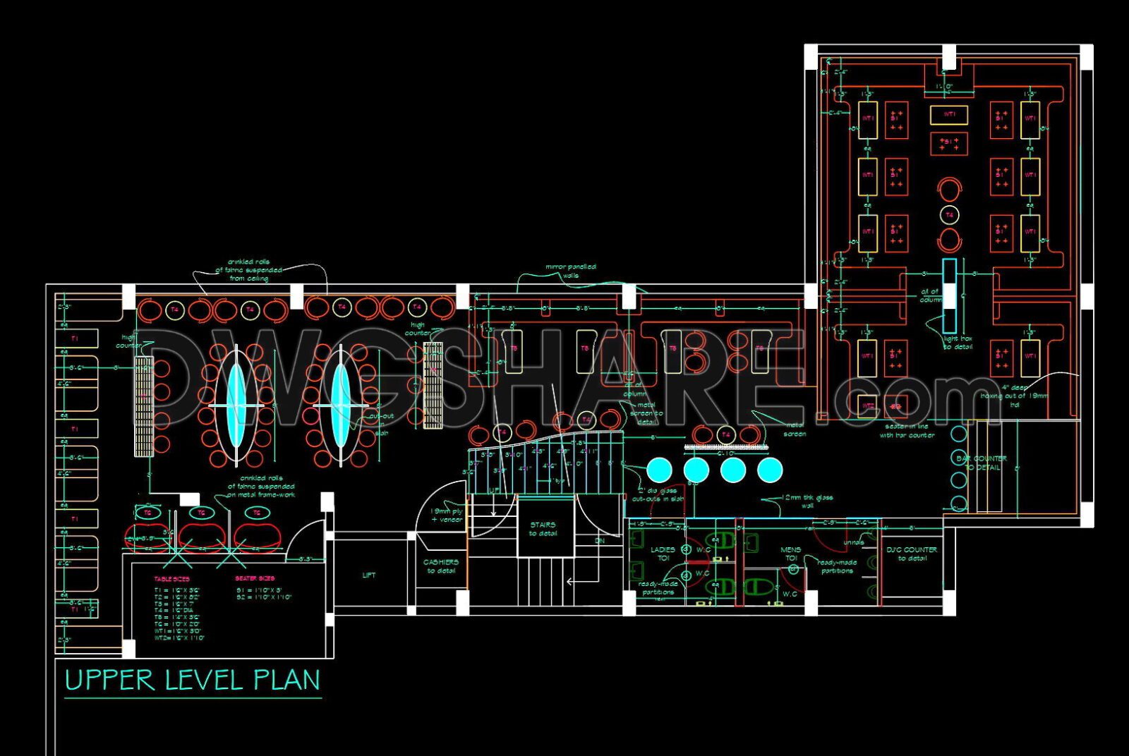 43. Free Download of 3-Story Restaurant Floor Plan CAD Drawings