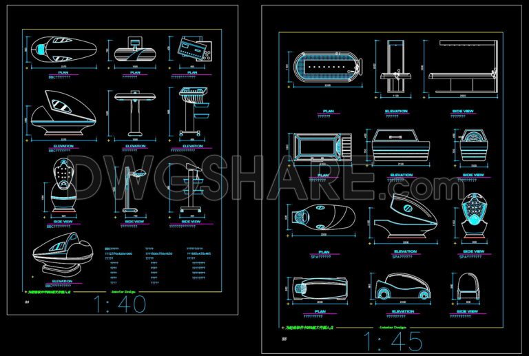 65. Free download of Beauty therapy equipment CAD blocks