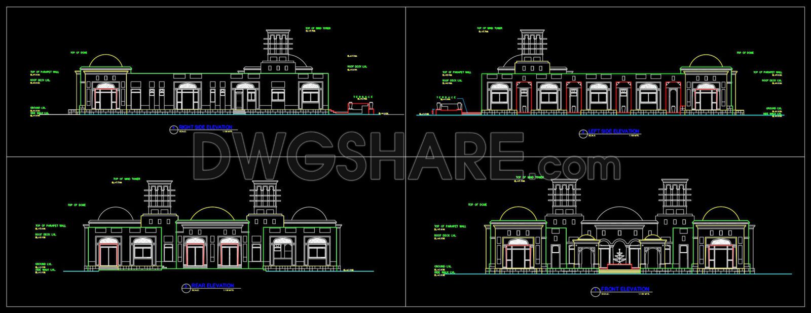756. Free Download of Large Residence With Central Garden House AutoCAD ...
