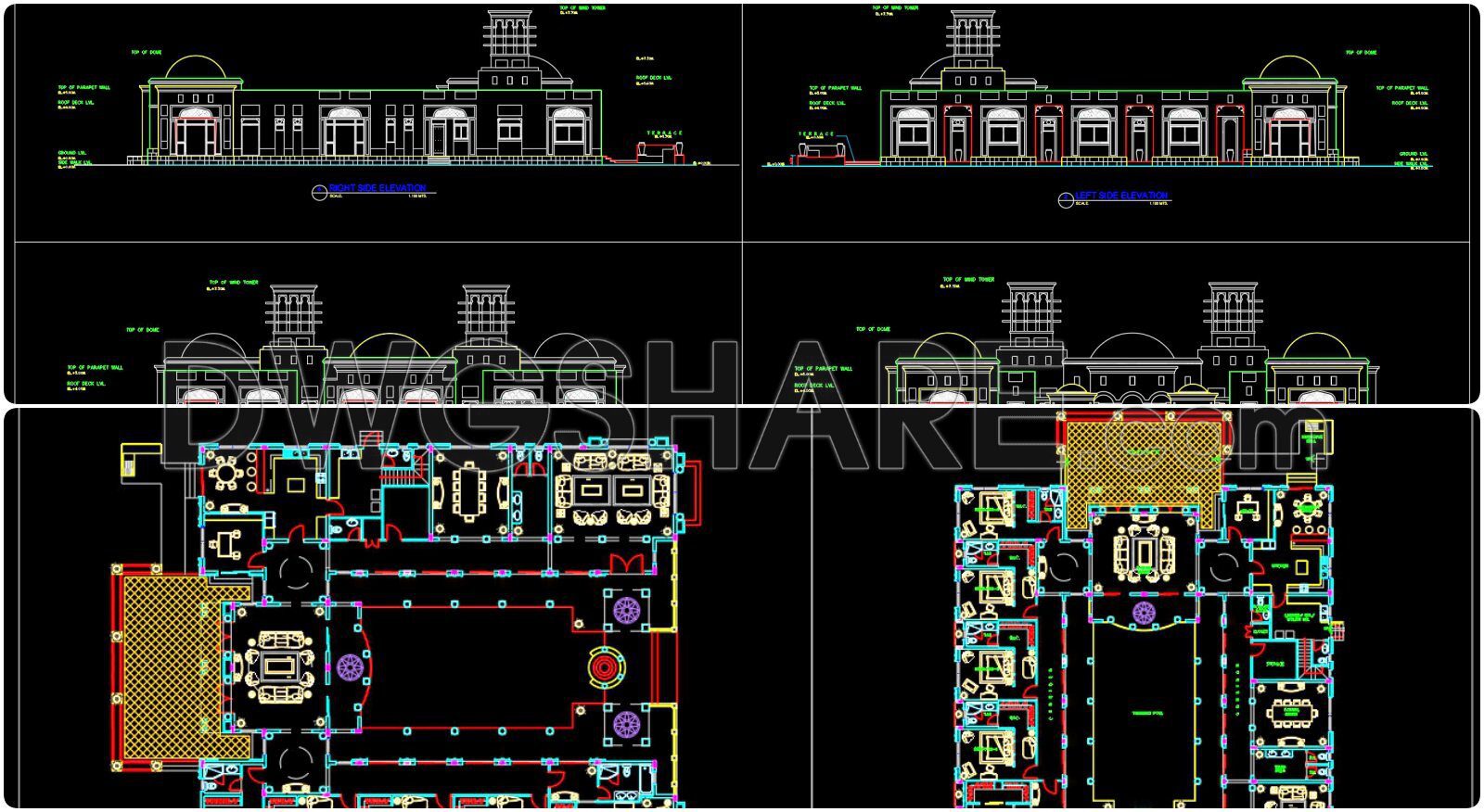 756. Free Download Of Large Residence With Central Garden House Autocad ...