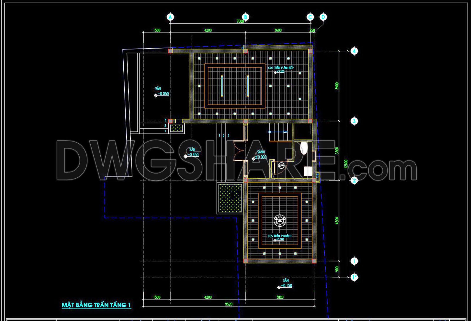 172. Free Download Detailed CAD drawings for the ceiling layout design ...