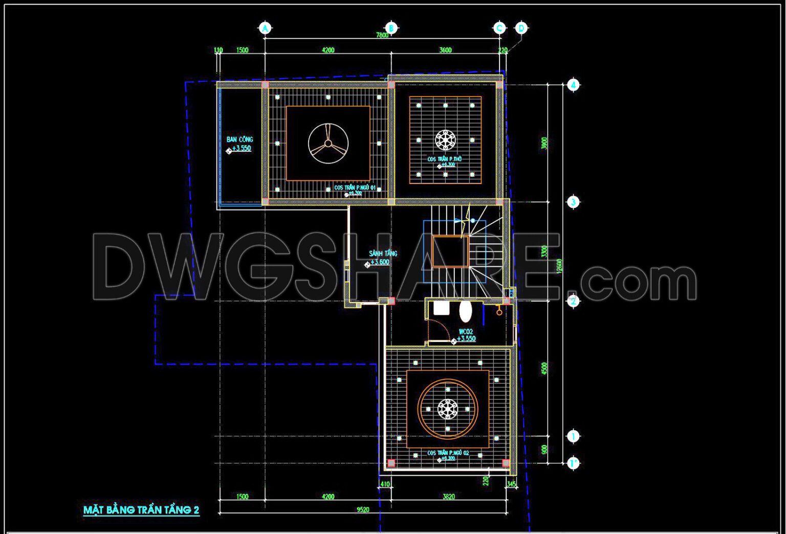 172. Free Download Detailed CAD drawings for the ceiling layout design ...