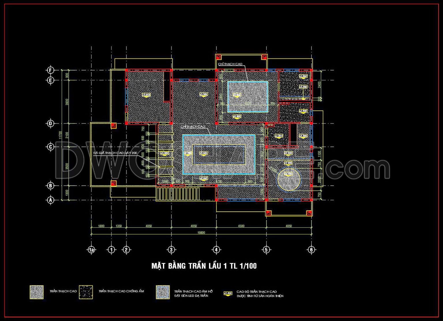 173. Free download of detailed CAD drawings of ceiling plans and lighting layout plans for a 2 ...