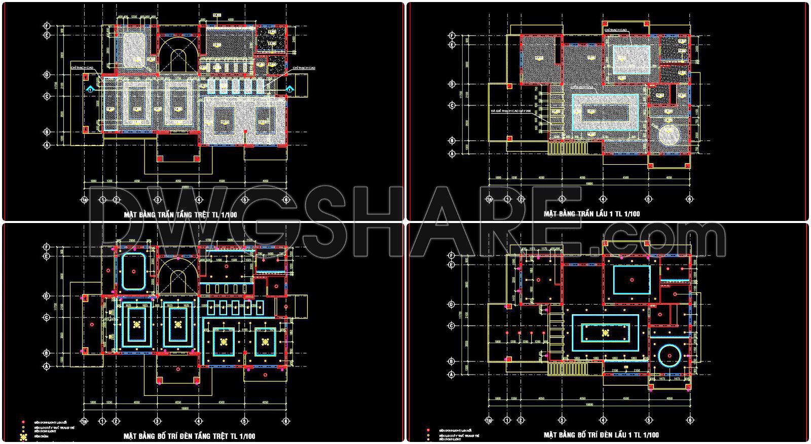 173. Free download of detailed CAD drawings of ceiling plans and ...