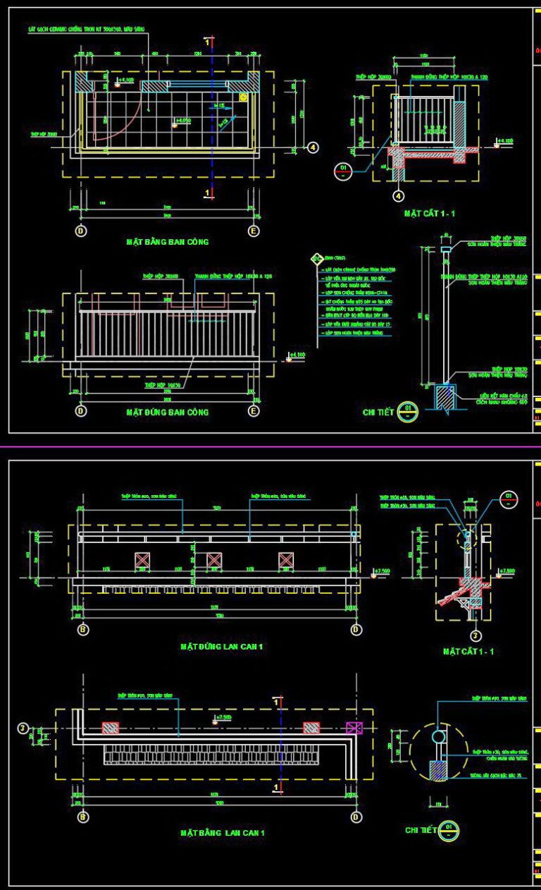 390. CAD detailed drawings of facade elements and balcony details for ...