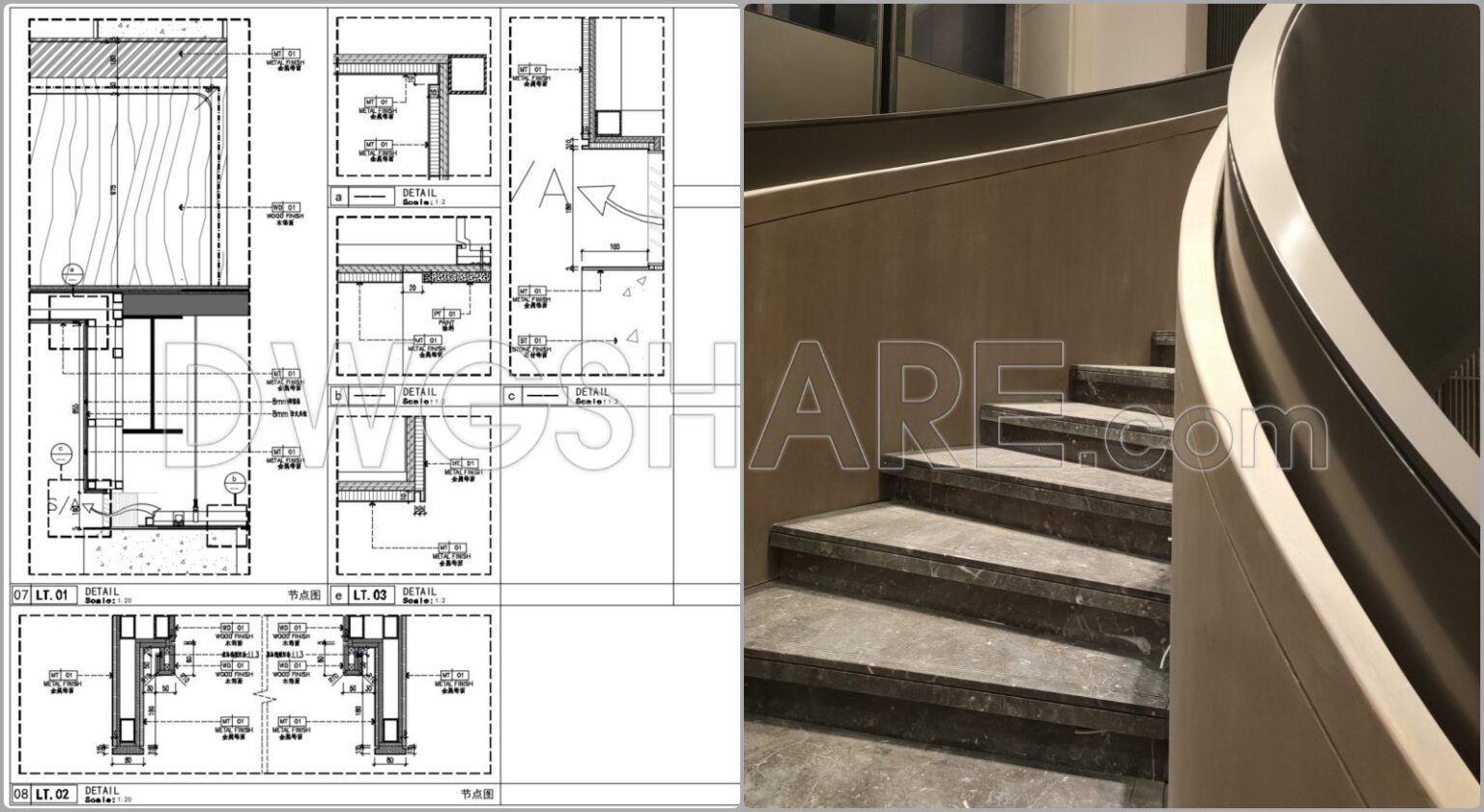 435. Free Download of CAD Drawings for Detailed Circular Staircase ...