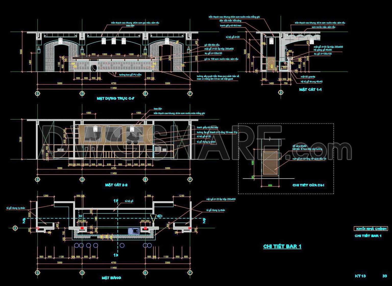 46. Free download of CAD drawings for the Net Viet coffee shop floor ...
