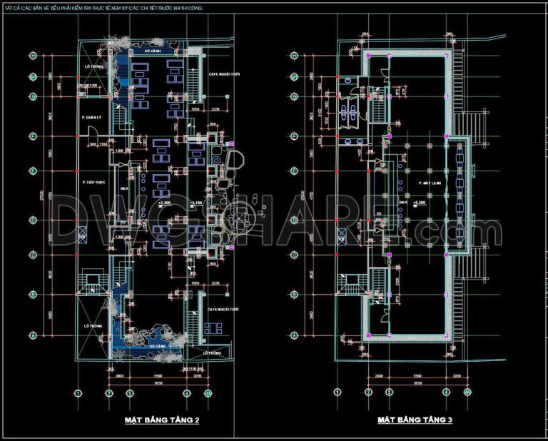 46. Free download of CAD drawings for the Net Viet coffee shop floor ...