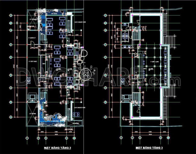 46. Free download of CAD drawings for the Net Viet coffee shop floor ...