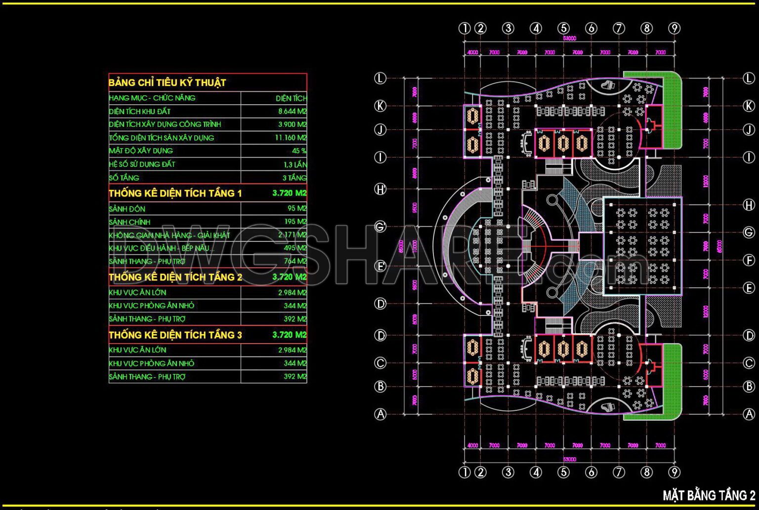 48. Free download of CAD floor plan design for an 860m2 restaurant
