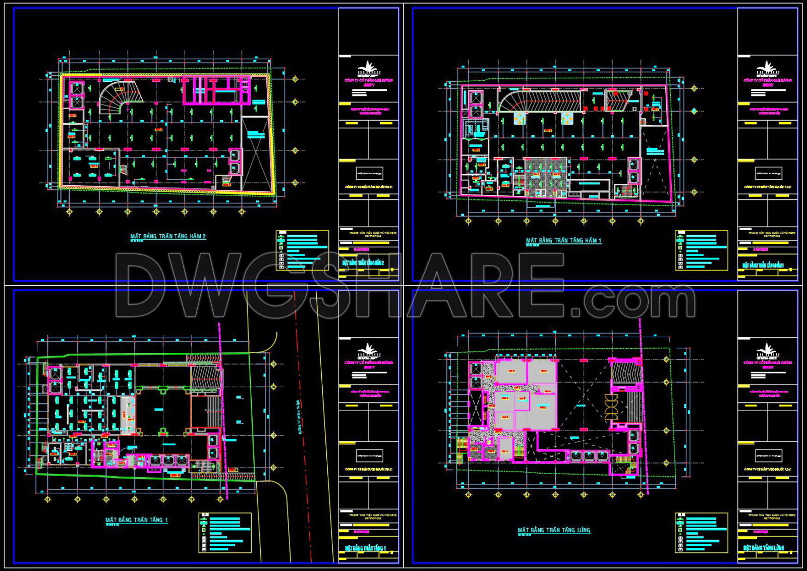 50. Free Download of CAD Floor Plan Design for a 1200m2 Wedding Restaurant