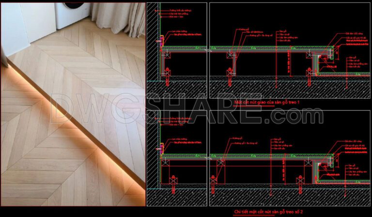 529. Download free CAD drawing of construction details for wood floor ...