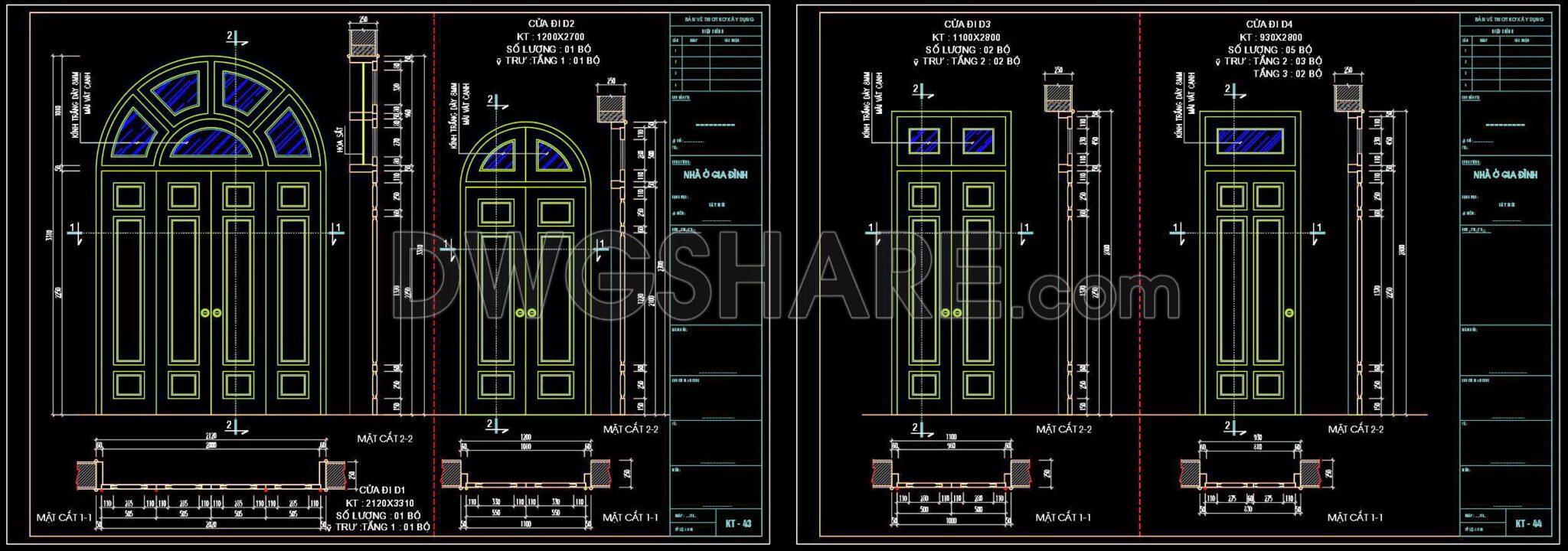 651. Detailed CAD Drawings Of Doors, Windows For Download