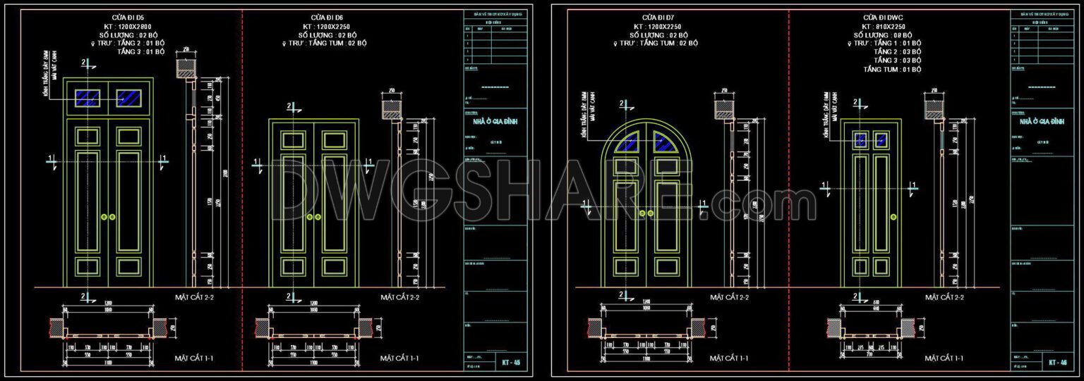 651. Detailed CAD Drawings Of Doors, Windows For Download