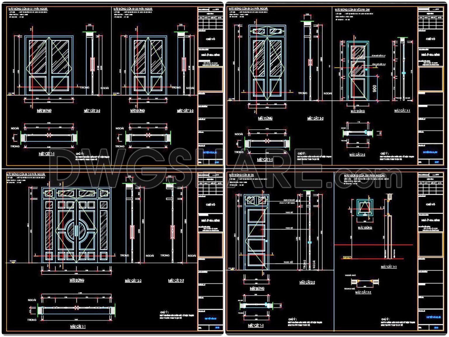 656. Detailed CAD Drawings Of Doors, Windows For Download