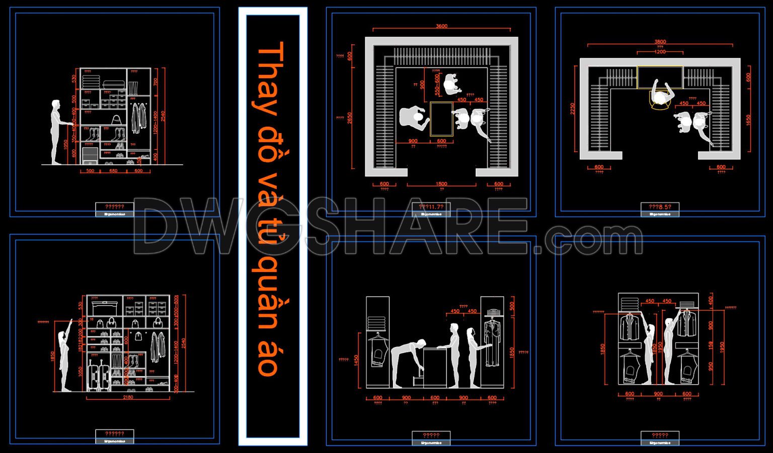 67. Download CAD Dynamic Blocks Library for Dressing Rooms