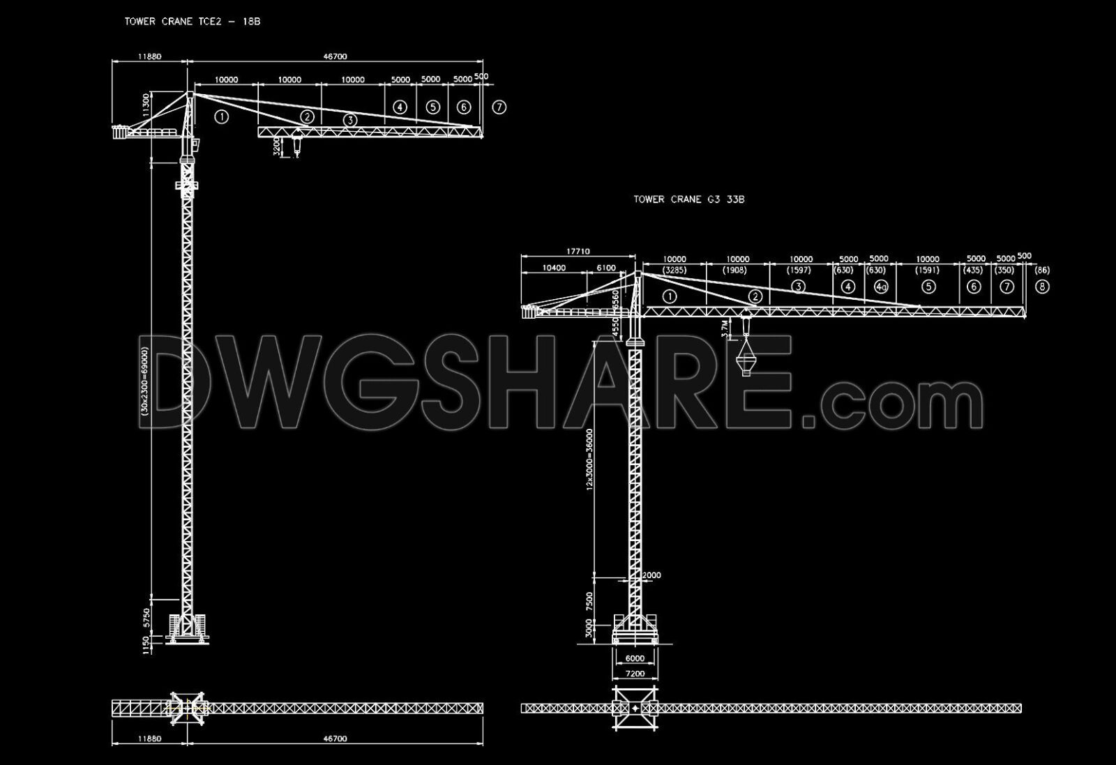 89. Free Download of CAD Drawings for Tower Crane