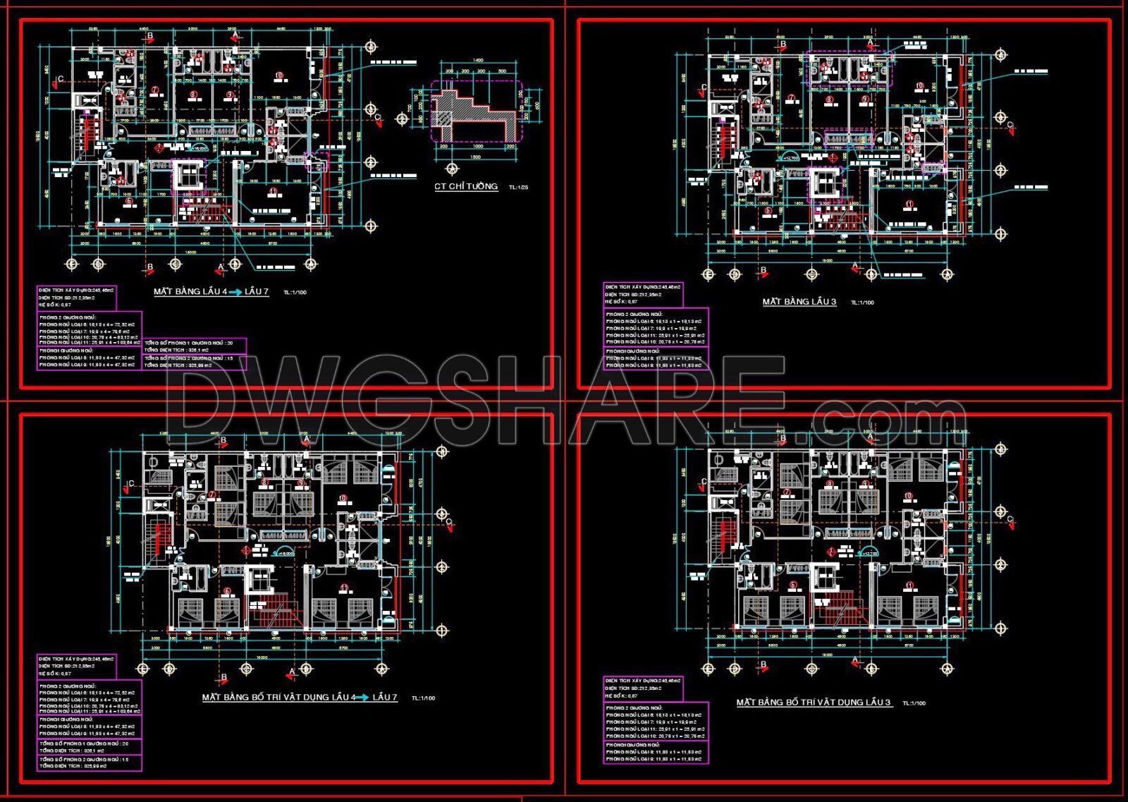 100. Free Download the CAD design drawing of an 8-story hotel with an ...