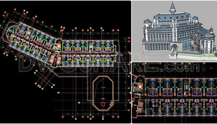 107. Download Free Cad Floor Plan Of A 5-star Hotel With A 2300m2 Area ...