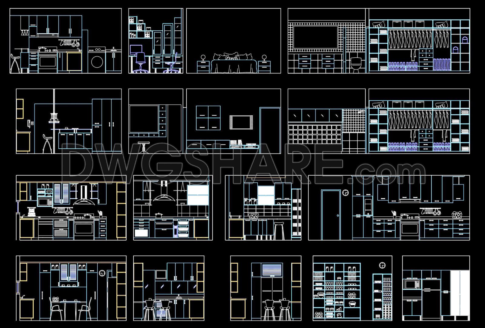 125. Free download of CAD section drawings of residential interior spaces