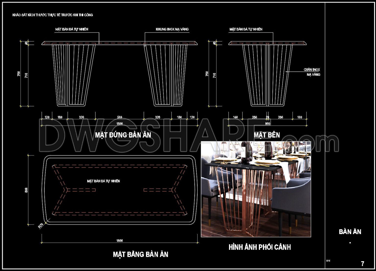 127. Free CAD Drawing Modern Dining Table Design