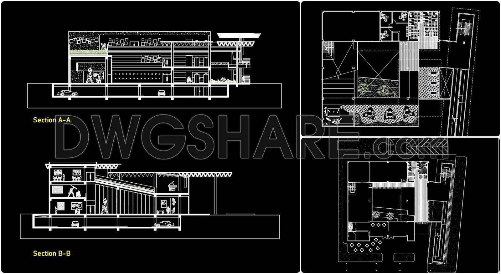 15. Free Download Cad Drawing – Small Museum With Basement Parking (1 ...