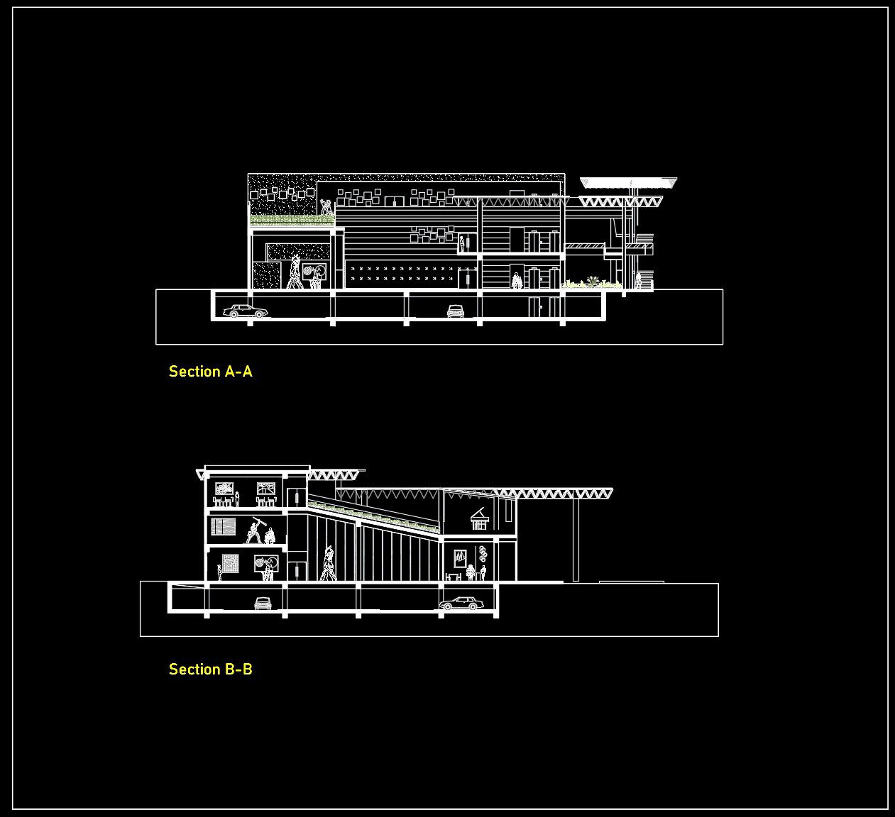 15. Free Download Cad Drawing – Small Museum With Basement Parking (4 ...
