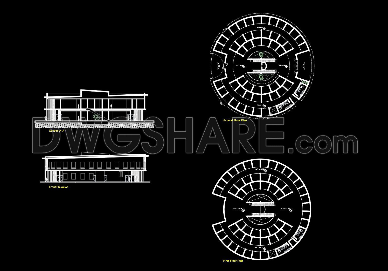 16. Free CAD Drawing Download – Circular Layout Museum