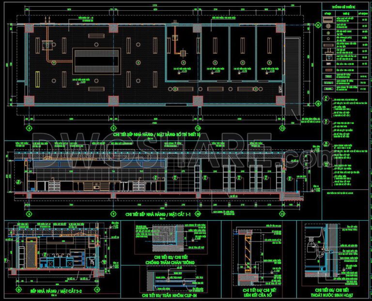 168. Detailed Restaurant Kitchen CAD Drawings - Free Download