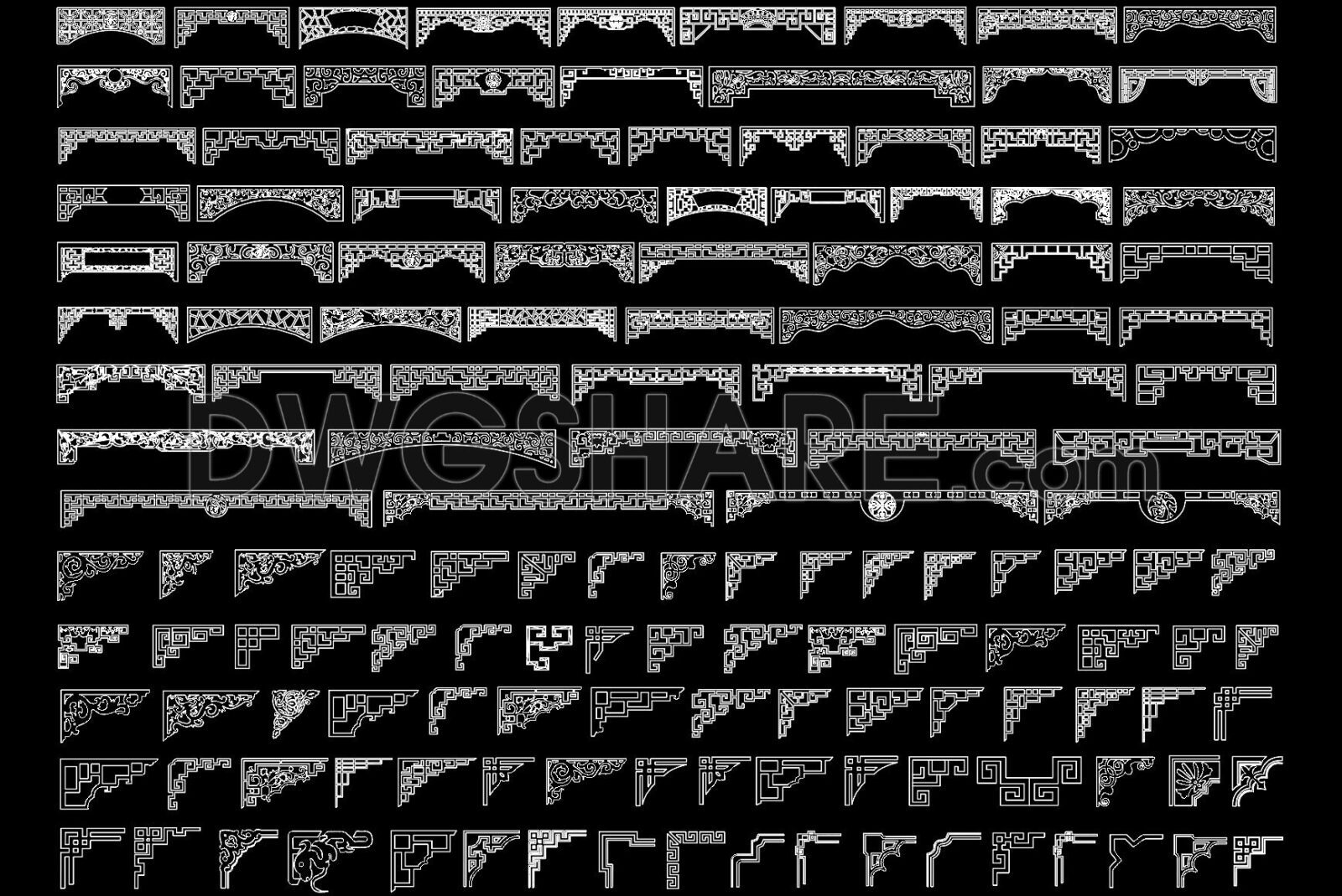 205. Free Download of Chinese Decorative Pattern Design CAD Blocks