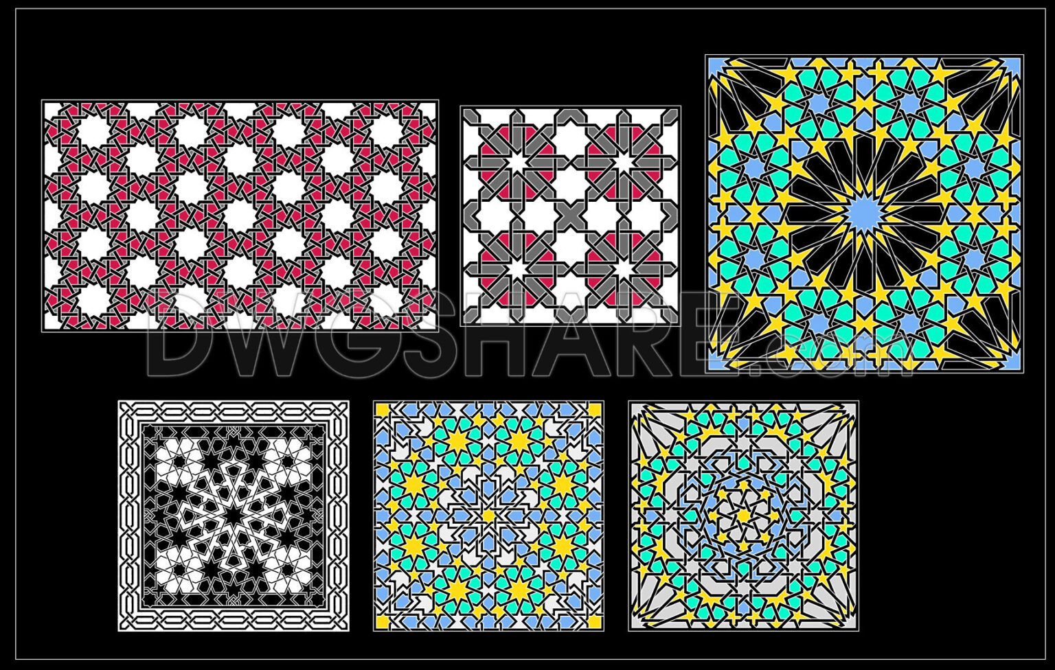 206. Download free CAD drawings of Islamic Geometric Patterns