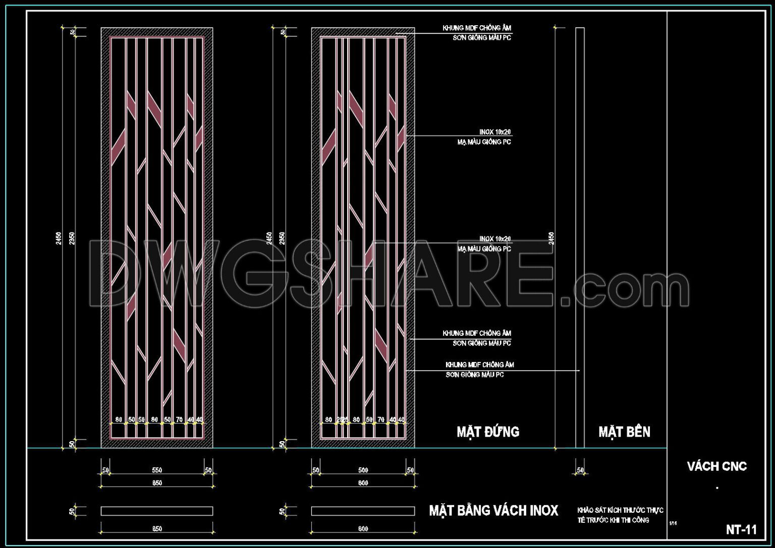 207. Free Download of Modern CNC Inox Partition CAD Drawing