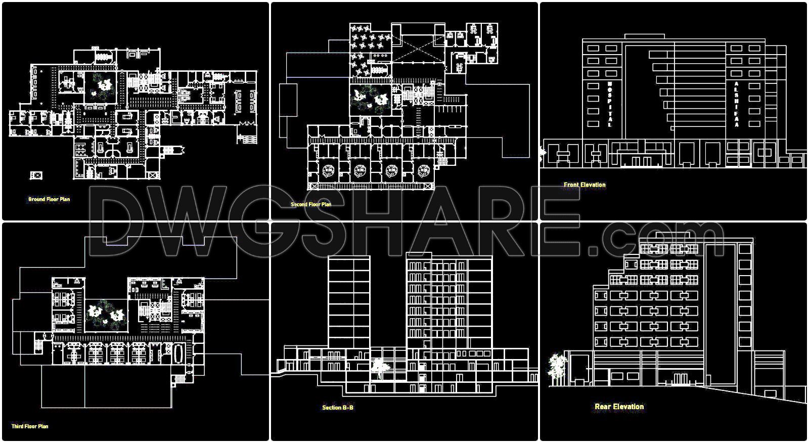 28. Free Download of Public Hospital CAD Drawings