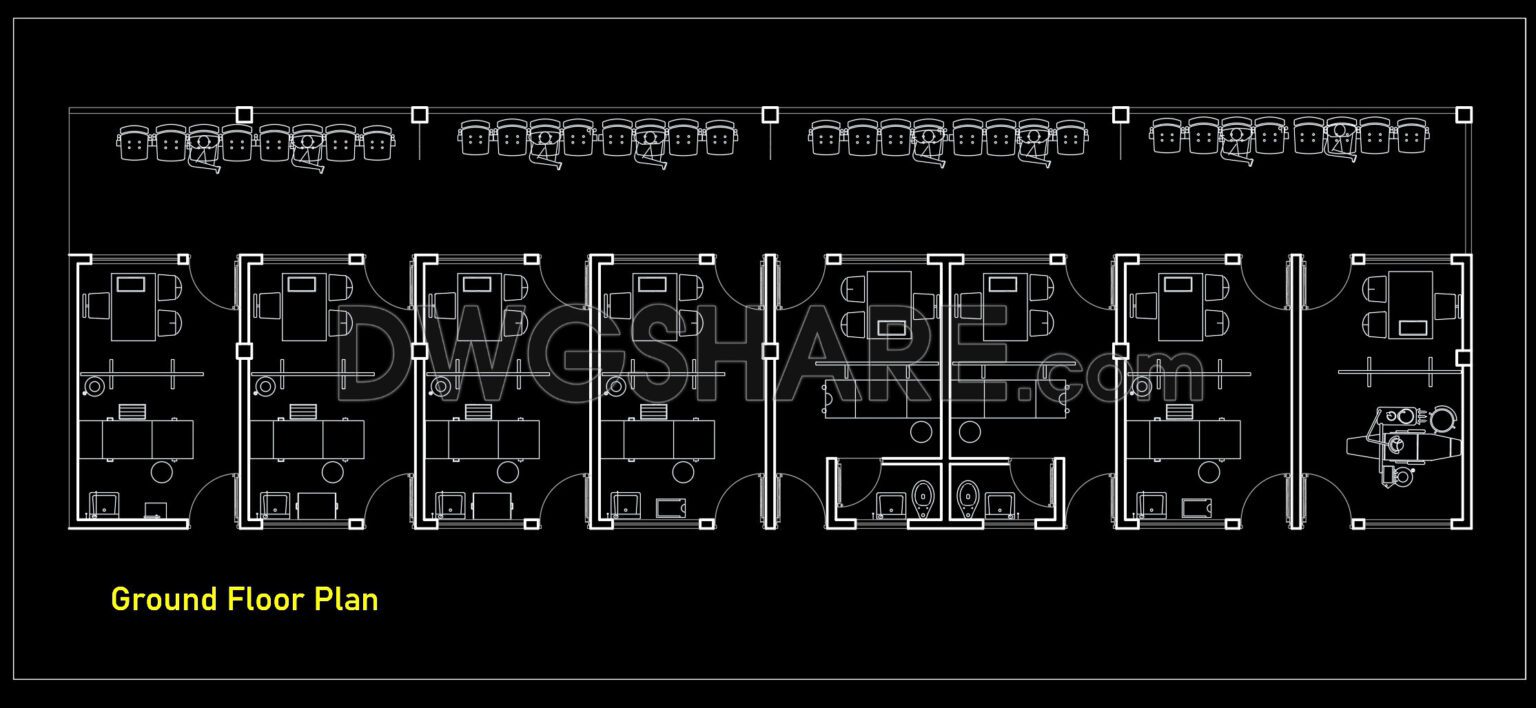29. Free Download of CAD Drawings – Layout of a Physiotherapy Clinic Center