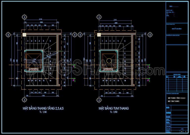 291. Free Download of Detailed Drawings for Elevator and Staircase in ...