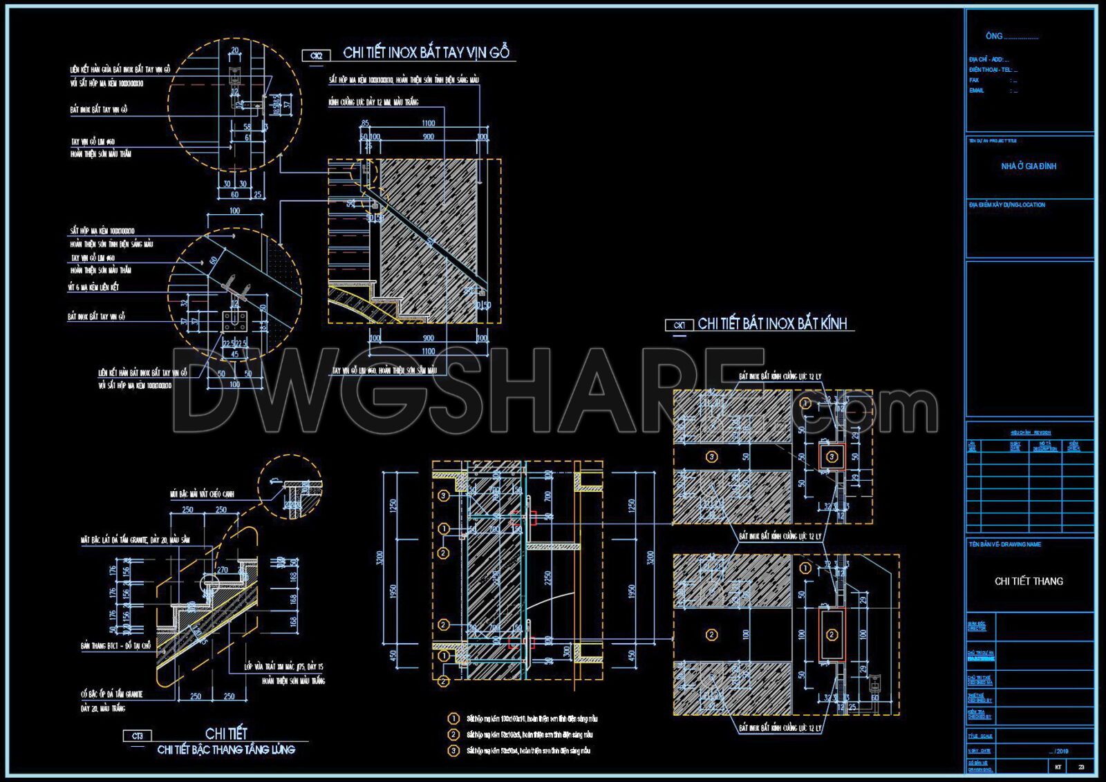 291. Free Download of Detailed Drawings for Elevator and Staircase in Residential Houses