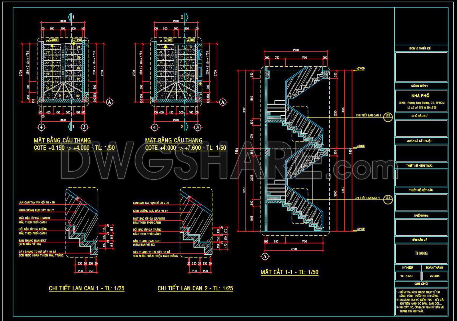 292. Free Download detailed CAD drawings of townhouse stairs