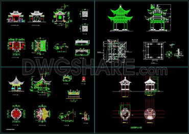 31. Free CAD Drawing – Traditional Asian Pavilion and Gate Architecture