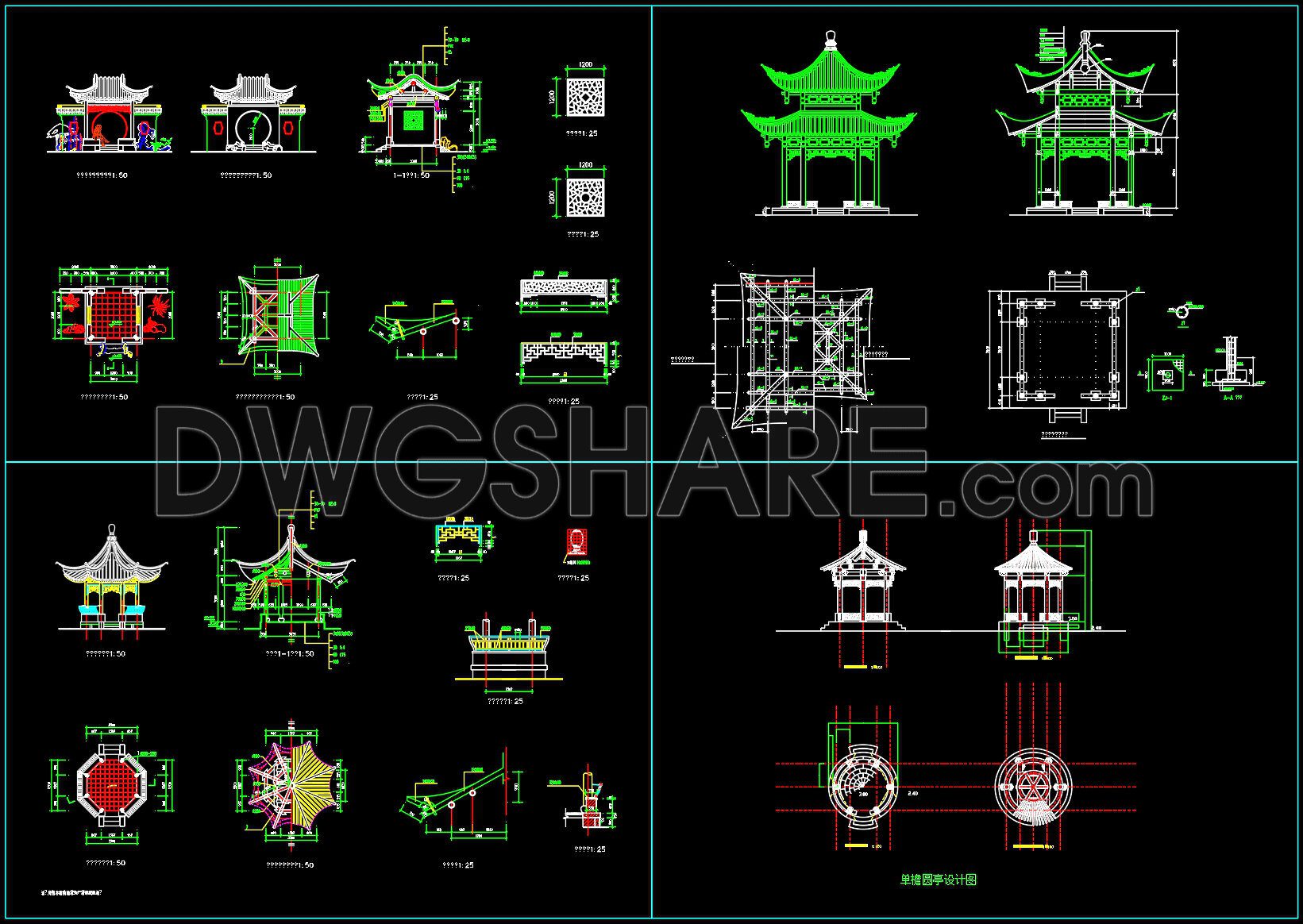 31. Free CAD Drawing – Traditional Asian Pavilion and Gate Architecture