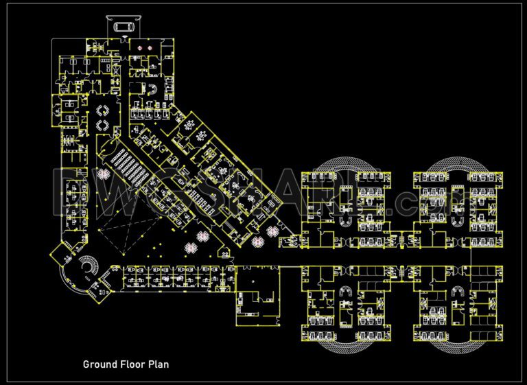 32. Free Download - CAD Ground Floor Plan of New Hospital
