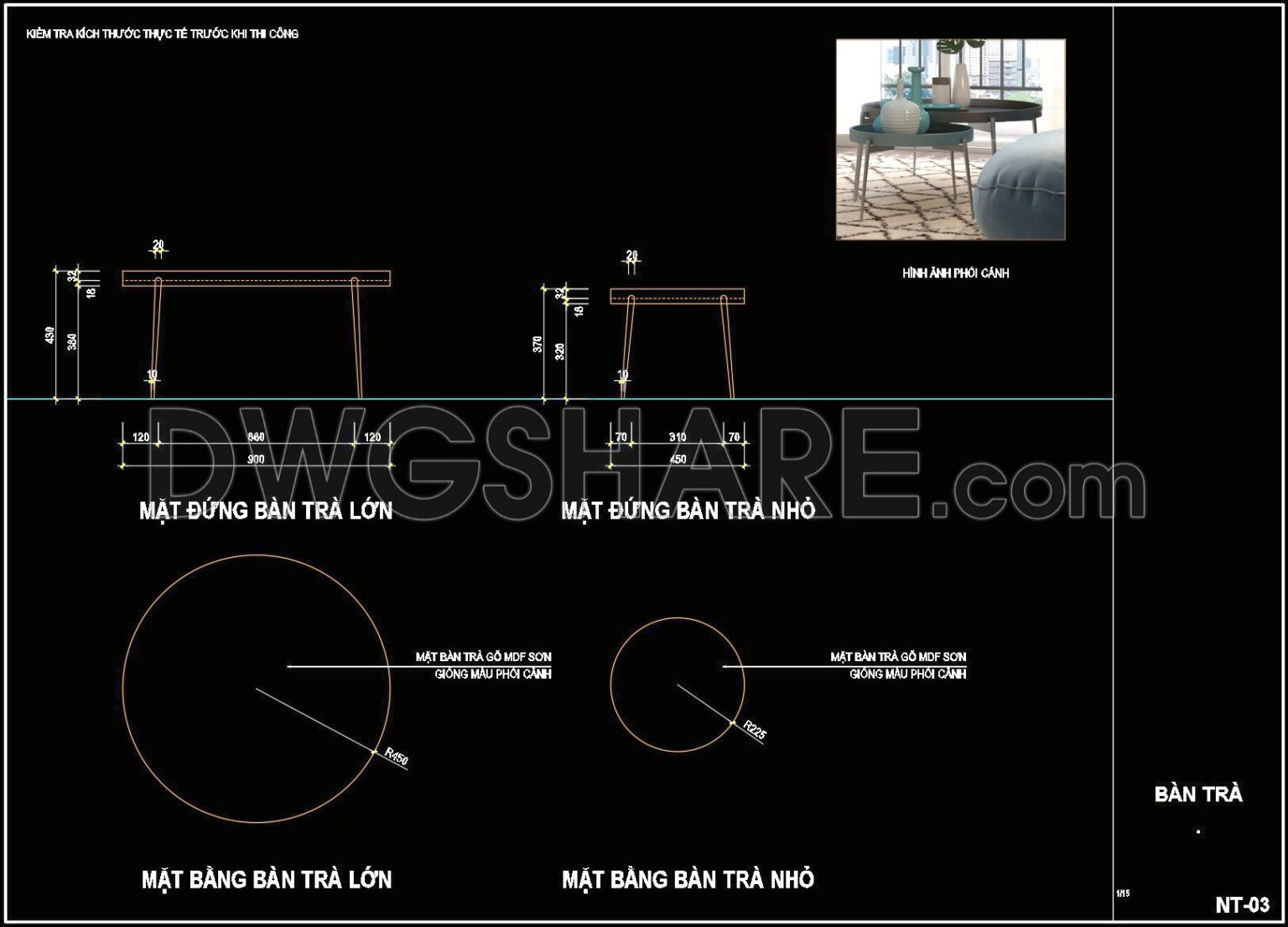 353. Free CAD Drawing Modern Tea Table Design