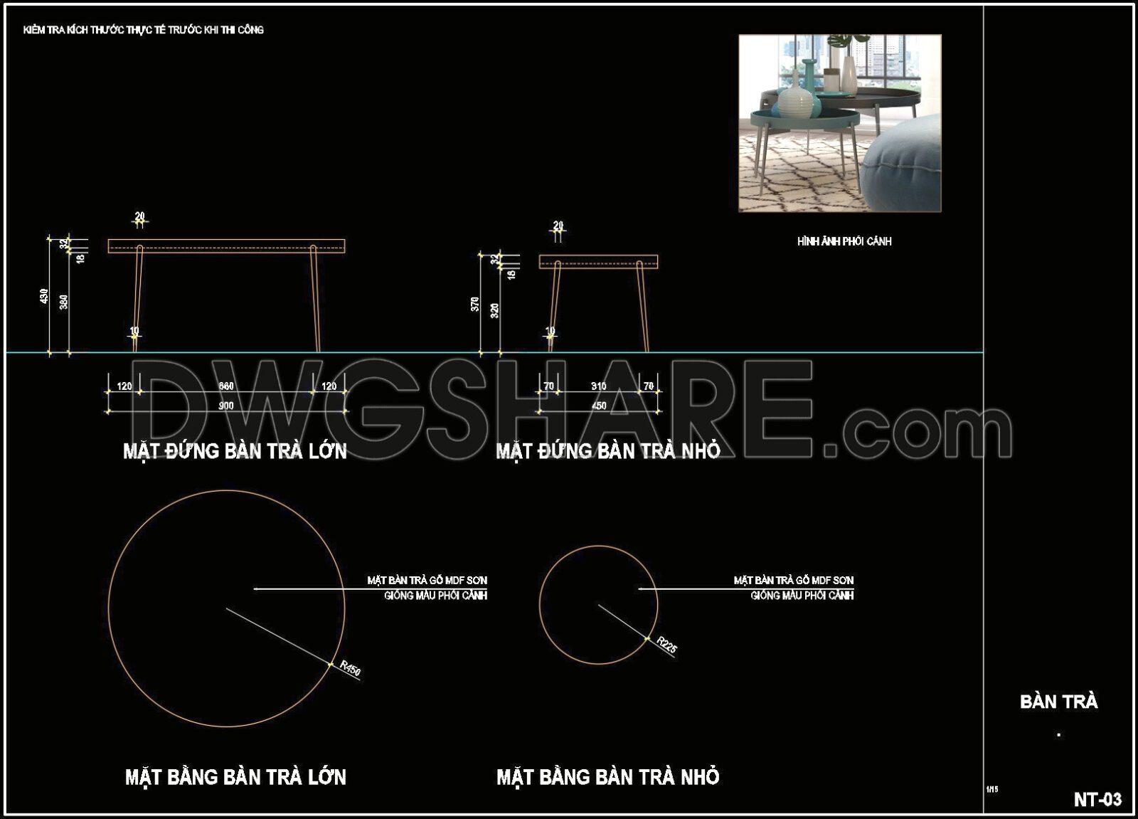353. Free CAD Drawing Modern Tea Table Design