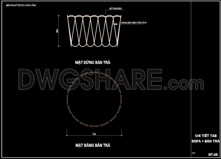 354. Free CAD Drawing Modern Tea Table Design