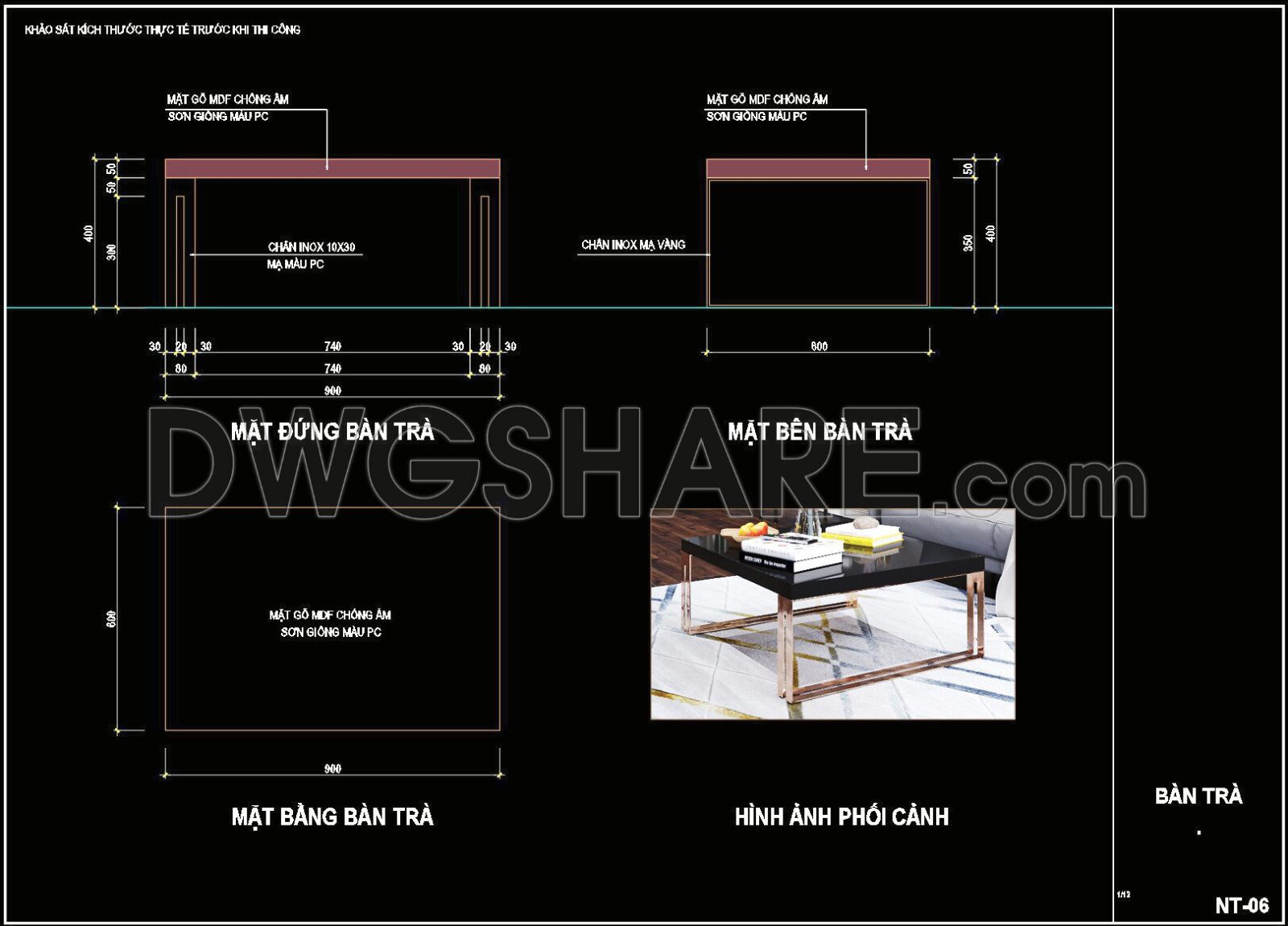 355. Free CAD Drawing Modern Tea Table Design