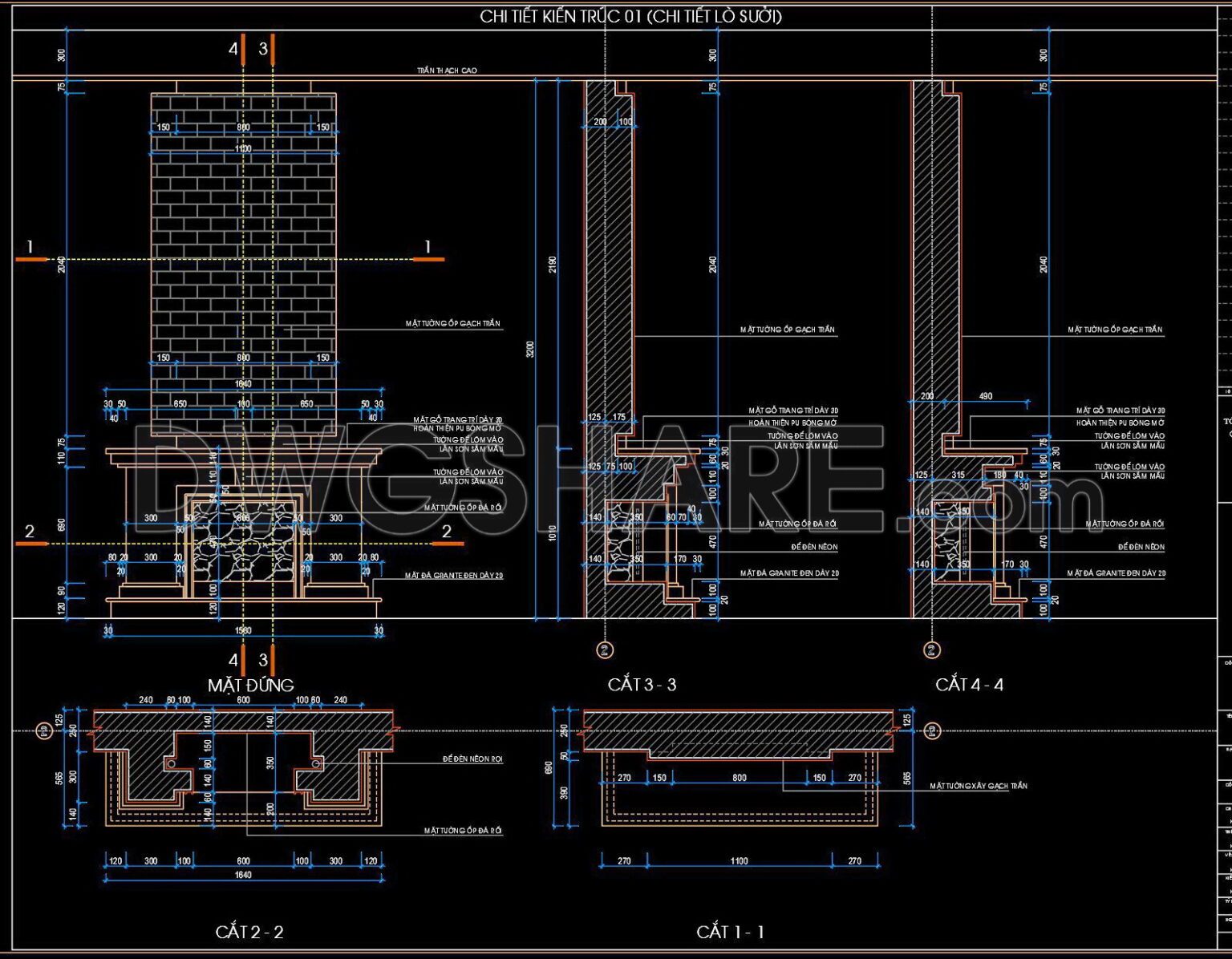 394. Free download of detailed CAD drawings of a fireplace for ...