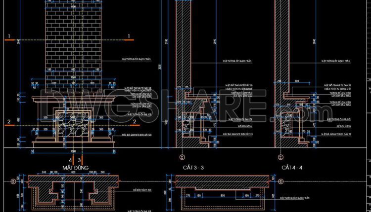 394. Free Download Of Detailed Cad Drawings Of A Fireplace For ...